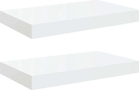 Plovoucí nástěnné police 2 ks bílé vysoký lesk 40x23,5x3,8 cm MDF 323743