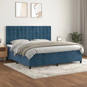 Box spring postel s matrací tmavě modrá 200x200 cm samet 3143287