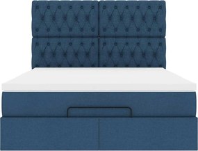 Osmanský rám postele s matrací modrá 140x200cm textil 3314099