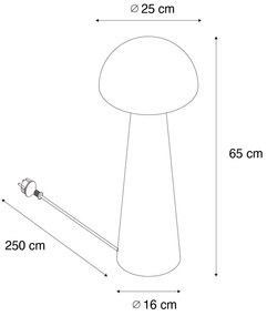 Venkovní stojací lampa černá 65 cm - Mushroom