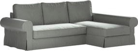 Potah na pohovku IKEA Backabro rozkládací se šezlongem barva šedá látka lesklé, sametová