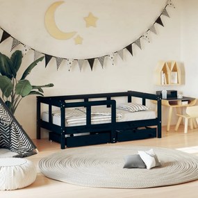 vidaXL Dětská postel se zásuvkami 70x140 cm masivní borové dřevo [834413] Barva: Černá