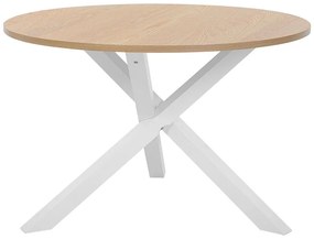 Jídelní stůl světlý dřevo / bílý ⌀ 120 cm JACKSONVILLE Beliani