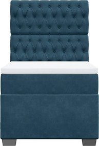 Box spring postel s matrací modrá 100 x 200 cm samet 3290844