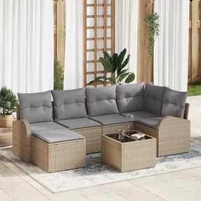 Set pohovek 7 ks Beige a světle šedá polyratan 3354789