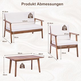 Costway 4-KUS. Sestava zahradního nábytku, balkonový nábytek