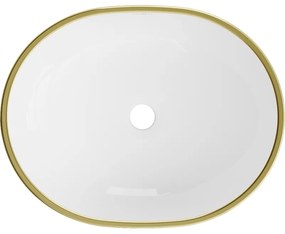 Mexen Viki umyvadlo na desku 48 x 35 cm, bílá/zlatý vzor káro - 21054809