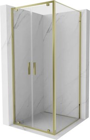 Mexen Exo, výklopná sprchová kabina, dveře 120 cm + boční stěna 120 cm, transparentní sklo, zlatá, 8182-120-120-50-00
