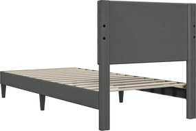 Rám postele s čelo Tmavě šedá 90 x 190 cm Žebrovaná látka 3414680