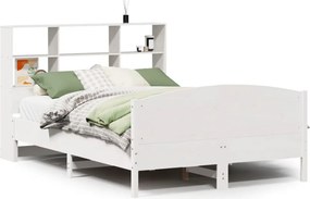 Postel s knihovnou bez matrace bílá 160x200 cm masivní borovice 3323099