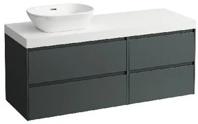 Laufen Lani - Umyvadlová skříňka, 58x137x49 cm, 4 zásuvky, výřez vlevo, šedá/bílá H4045821122661