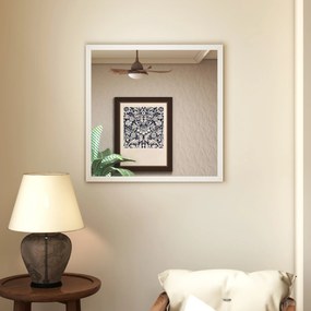 HOMCOM čtvercové nástěnné zrcadlo 50 × 50 cm, bílý MDF rám