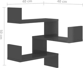 vidaXL Nástěnná rohová police 40x40x50cm dřevotříska [807239] Barva: Betonová šedá