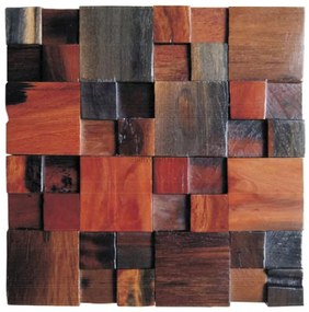 Dřevěná lodní mozaika  - obkladový panel 300 x 300 x 6 - 12 mm (0,09 m²)