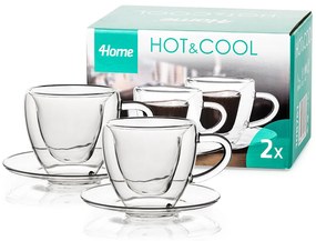 4Home Termo sklenice šálek s podšálkem Heart Hot&Cool, 150 ml, 2 ks