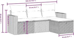 4dílná zahradní sedací souprava s poduškami šedá polyratan 3263446