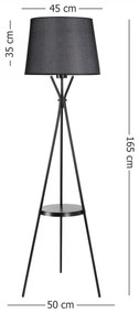 Stojací lampa Venedik 165 cm černá