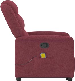 Zvedací masážní polohovací křeslo vínové textil 3303207