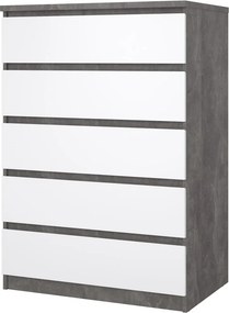 FALCO Komoda Simplicity 231 beton/bílý lesk