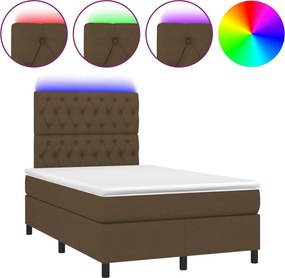 Box spring postel s matrací a LED tmavě hnědá 120x190 cm textil 3270221