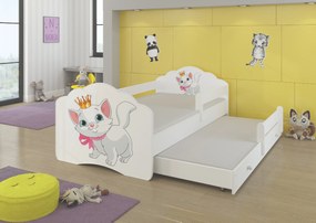 Dětská postel se zábradlím a matracemi CASIMO II 160x80 Hlavní barva: White, Motiv: CAT