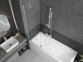 Mexen Next, vanová zástěna 1-křídlová 60 x 150 cm, fixní křídlo, 6 mm čiré sklo, bílý profil, 895-060-000-00-00-20
