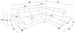 Rohová sedací souprava Mario, světle šedá látka, pravý roh