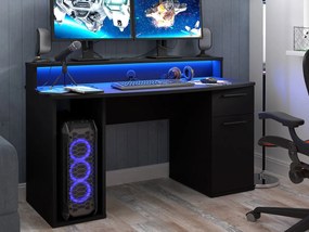 PC stůl Gamer, černý + LED