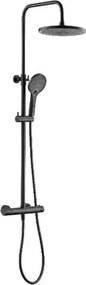 kielle - Sprchový set s termostatem, 24 cm, 3 proudy, matná černá