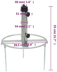 Základna pro slunečník se zemními hroty Ø38/48 mm stříbrná ocel - Default Title