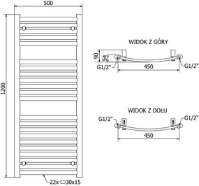Mexen Helios, elektrické topné těleso 1200x500 mm + topná tyč 600 W, chromová, W103-1200-500-2600-01