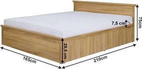 Postel 160x200 cm, MZ21, dub grand, LEON Kondela 0000264779