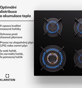 Klarstein Goldflame 4, plynová varná deska, 4 hořáky
