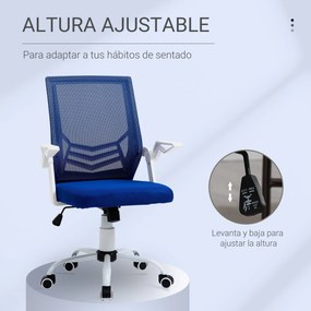Ergonomická kancelářská židle Vinsetto - otáčecí kancelářská židle s nastavitelnou výškou, zdvihacími opěrkami a bederní podporou, pro teenagery a do…