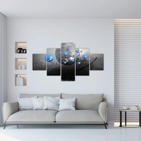 Obraz modrých abstraktních koulí (125x70 cm)