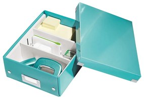 Tyrkysově modrý box s organizérem Leitz Office, délka 28 cm