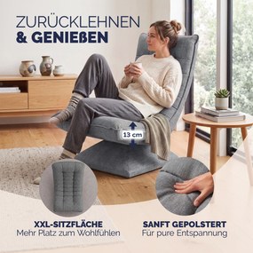Křeslo Aberdeen šedý textil 5fach nastavitelný 360 stupňů otočný skládací
