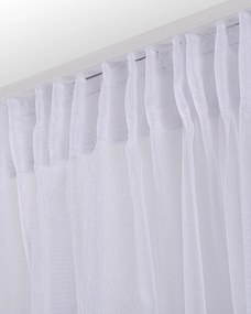 Záclona voálová jednoduchá s řasící páskou barva bílá látka poloprůhledná, pletený vzor, vzorované
