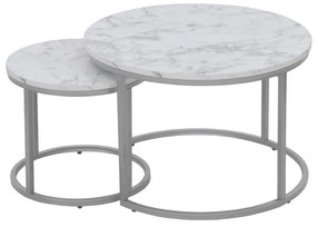 Konferenční stolek Paola, mramor / stříbrná