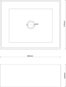 Gamma Cava, umyvadlo na desku 480x370x140 mm, bílá s černým okrajem, GMA-UC-CAVA
