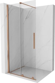 Mexen Velar, posuvné dveře do otvoru typ Walk-In 75 cm, 8mm čiré sklo, měděná matná, 871-075-000-03-65