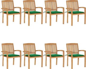 vidaXL Stohovatelné zahradní židle s poduškami 8 ks masivní teak [3073245] Barva: Královská modř