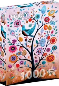 ENJOY Puzzle Kéž modrý pták štěstí přiletí na tvůj strom / 1000 dílků