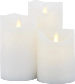 Sirius, Sada dobíjecích LED svíček Sara White, Ø7,5 x 10,5/12,5/15 cm| bílá