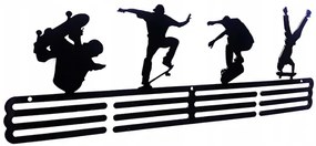 Kovový nástěnný věšák na medaile skateboard délka 50cm černý