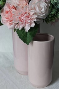 Růžová keramická kulatá váza 25 cm