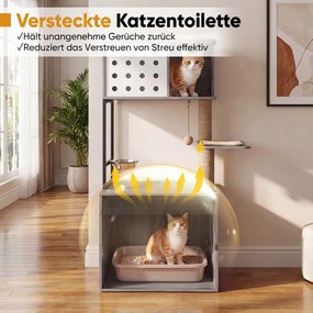 Costway Škrabadlo se skříňkou na odpadky 117,5 cm Vícepatrový strom pro kočky