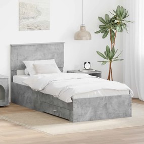Rám postele s čelo Betonově šedá 100 x 200 cm Kompozitní dřevo 3408302