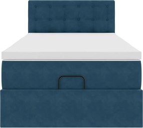Osmanská postel s matrací &amp; LED tmavě modrá 80x200cm samet 3312732