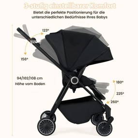 Costway Skládací kočárek s otočným sedadlem cestovní kočárek s – černý